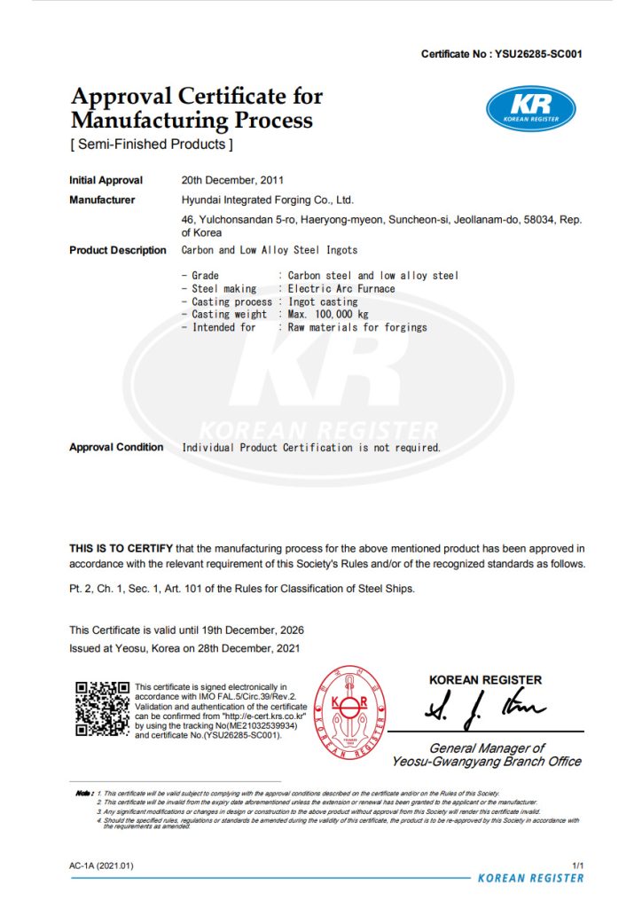 CERTIFICATES - HYUNDAI IFC